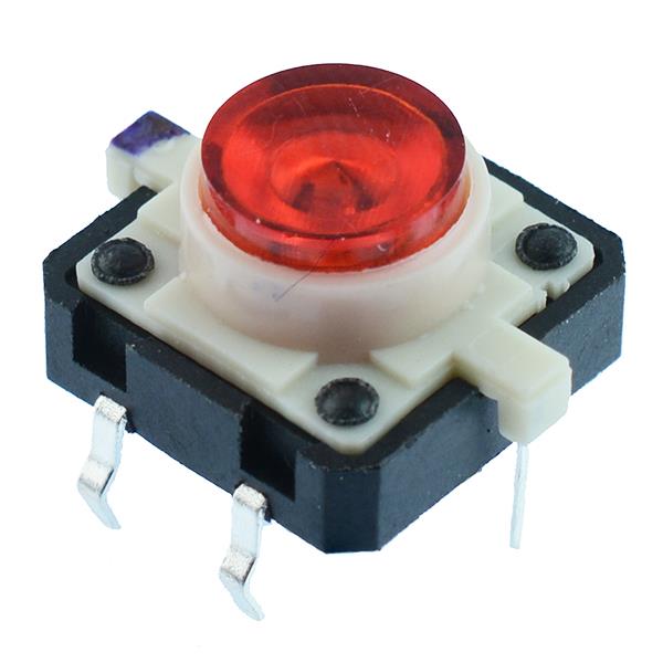 Red LED 12x12mm illuminated PCB Tactile Switch — Switch Electronics ...