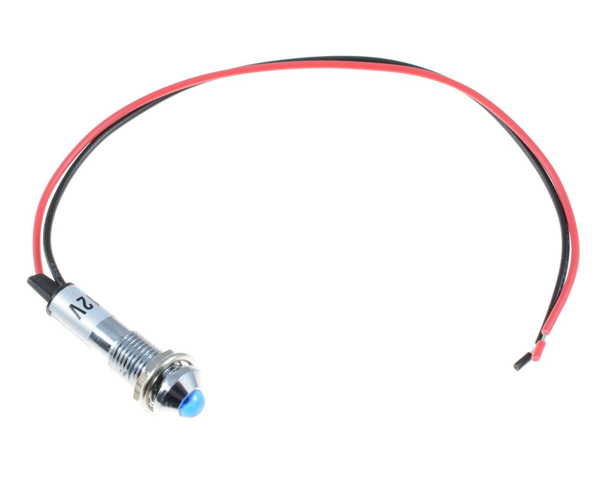 Blue 8mm Prewired Panel Indicator LED Light 12V — Switch Electronics ...
