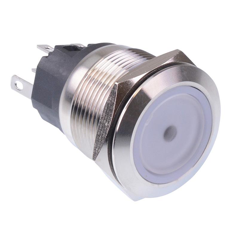 White LED Momentary 22mm Vandal Push Button Switch DPDT 12V — Switch ...