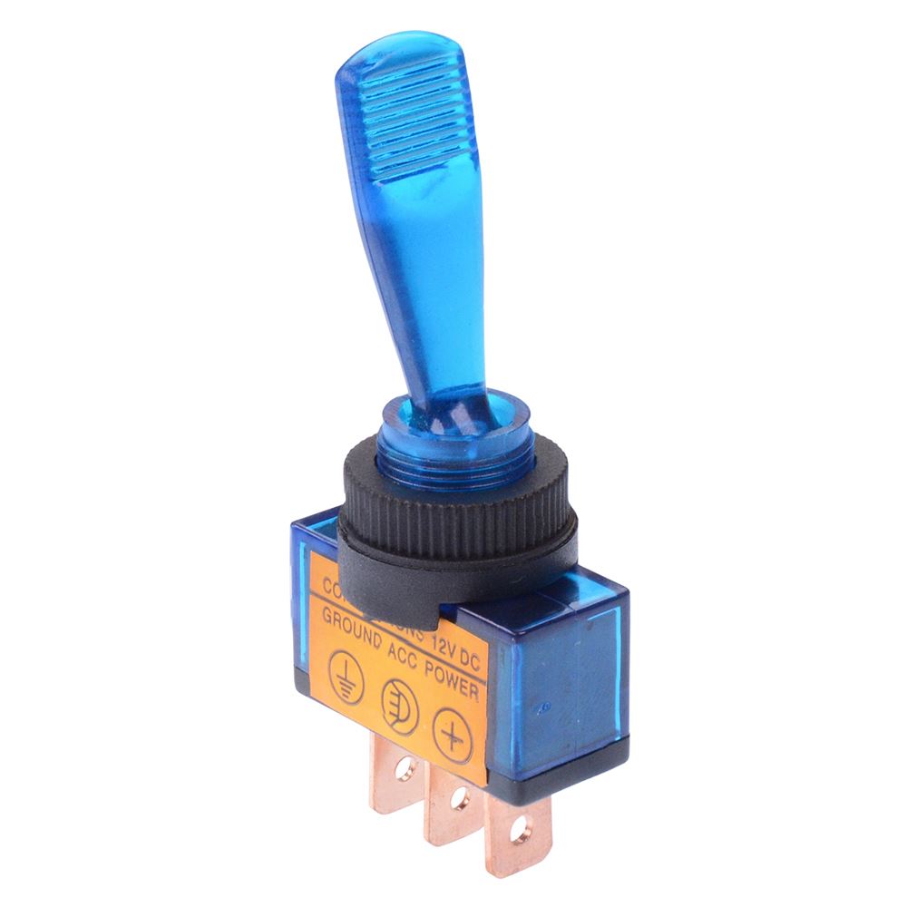 Blue LED On-Off Paddle Toggle Switch SPST 20A 12V — Switch Electronics ...