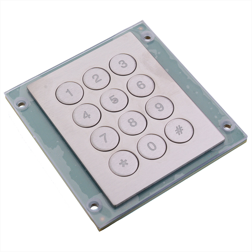 VR0121L0B12S 12-Key Blue illuminated Stainless Steel Keypad APEM ...