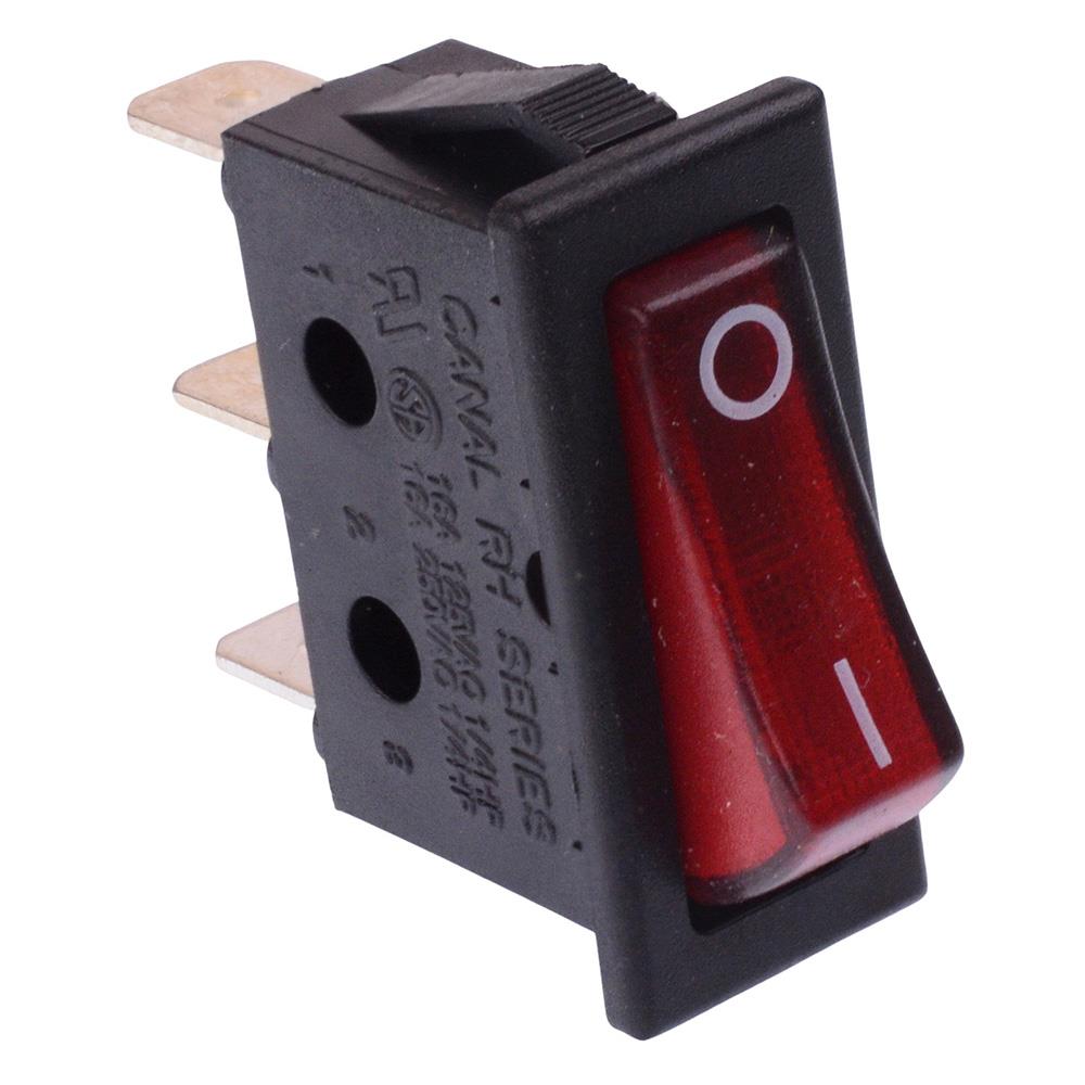 Red On-Off 110V illuminated Rocker Switch SPST 16A — Switch Electronics ...