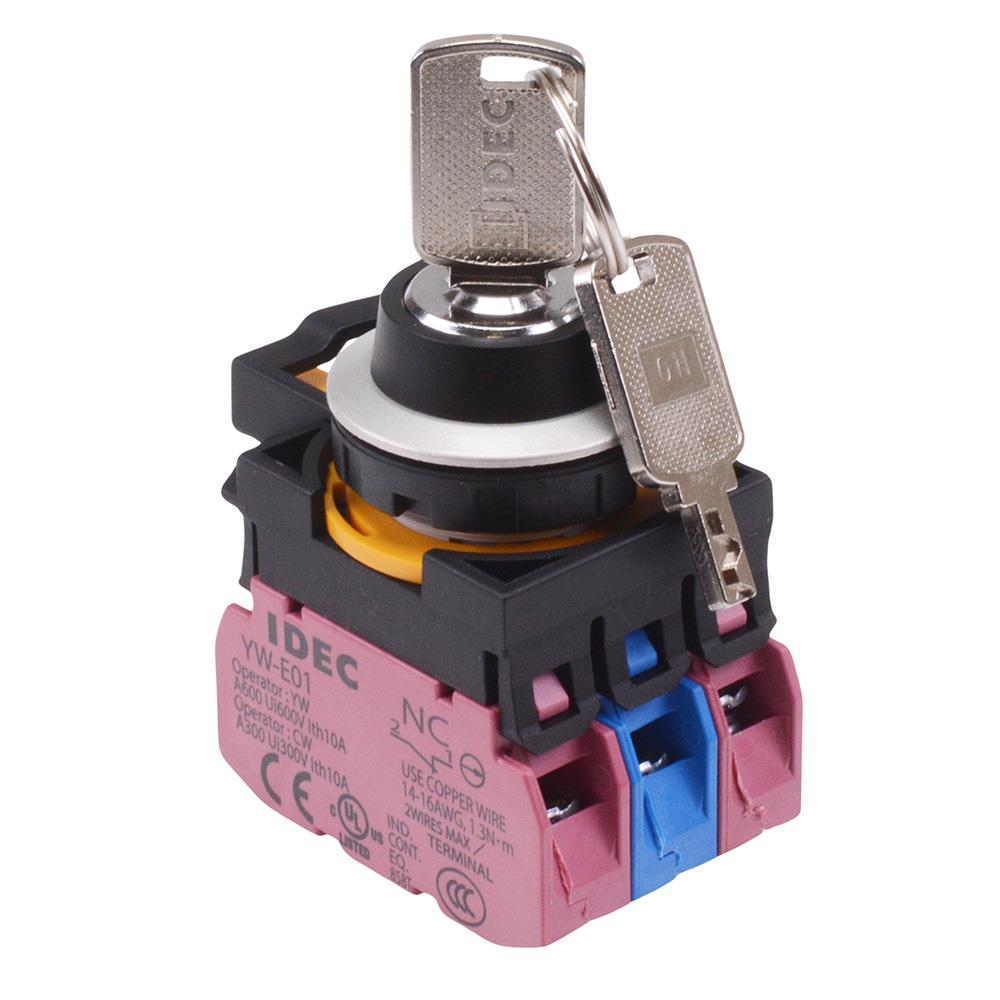 CW4K-3AE12N1 3 Position Metallic Maintained Key Switch 1NO-2NC IP65 ID ...