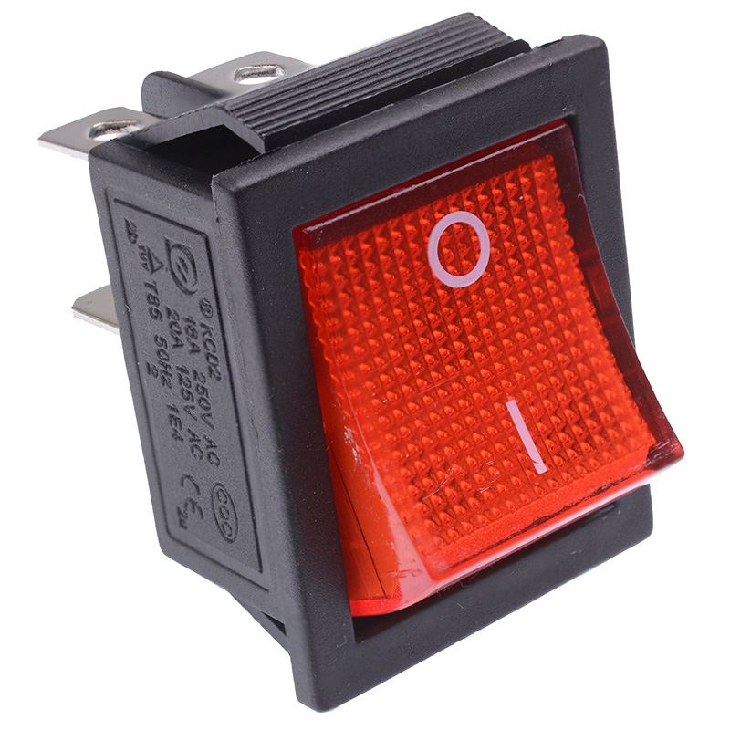 Red illuminated Large On-Off Rocker Switch 230V — Switch Electronics ...
