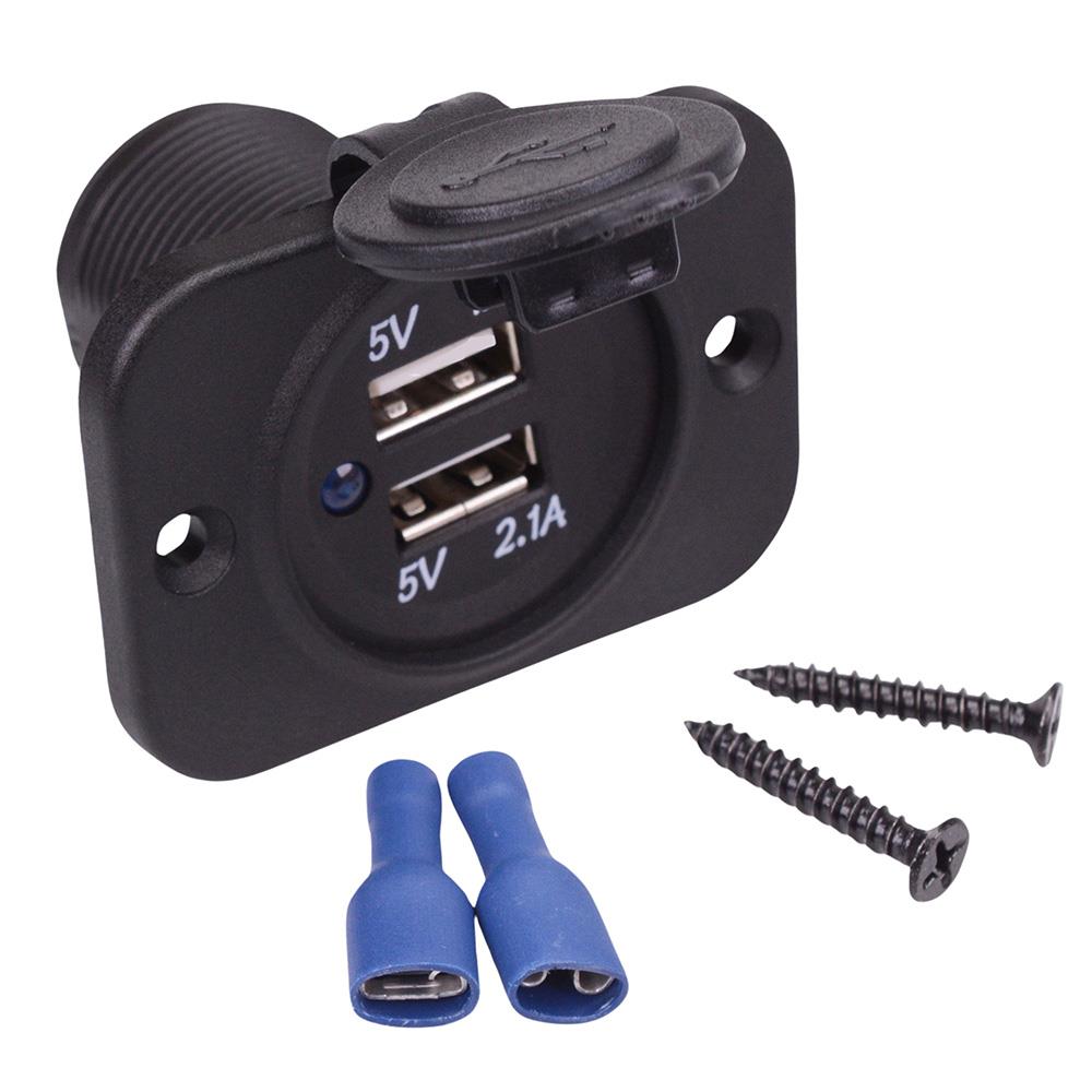 5V Dual Port USB Socket with Front Mounting Panel 3.1A — Switch ...