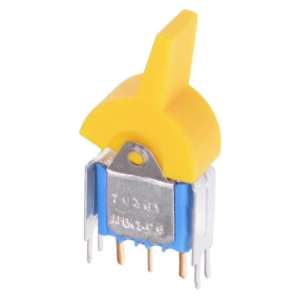 7036YCDB Yellow Paddle On-On PCB Rocker Switch SPDT 0.4A 20V — Switch ...