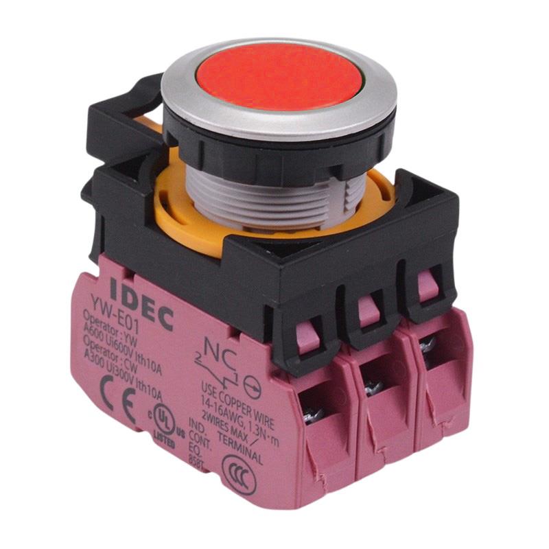 CW4B-A1E03R Red Metallic Maintained Push Button Switch 3NC IP65 IDEC ...