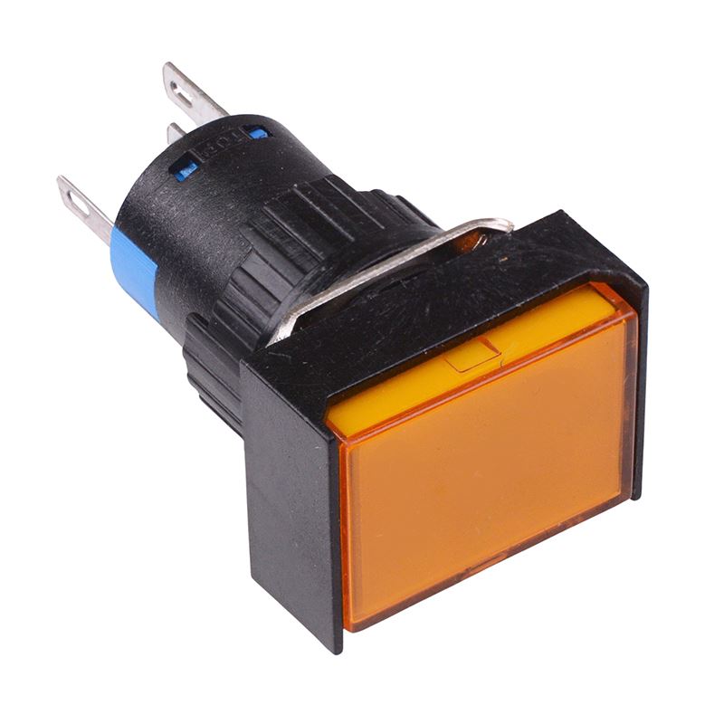 Yellow Rectangle Momentary 16mm Push Button Switch NO/NC 230V — Switch ...