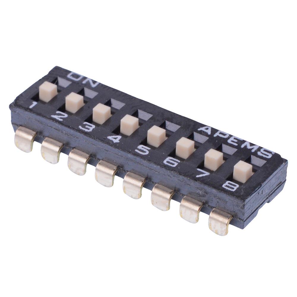 IKD0805101 APEM 8-Way 2.54mm Surface Mount PCB DIP Switch SPST — Switch ...