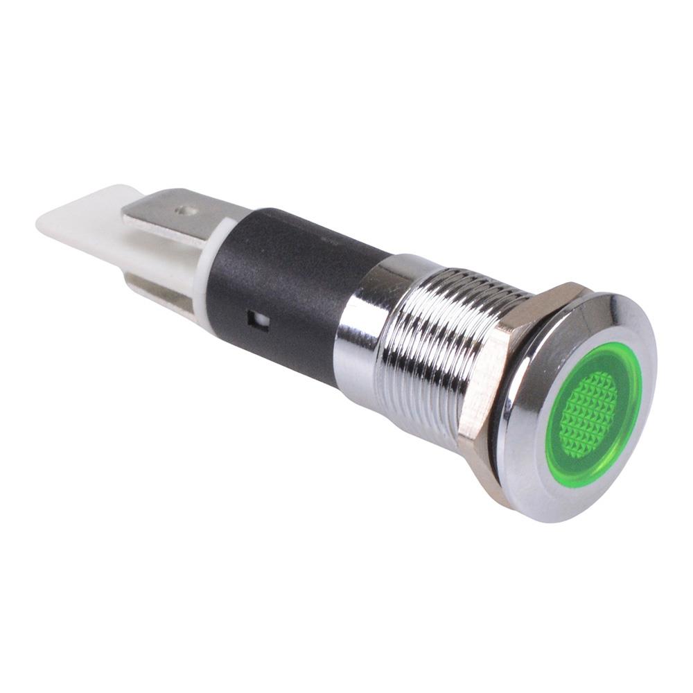Green LED 12mm Metal Panel Indicator Light Flat 24V — Switch ...