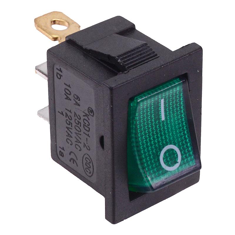 Green On-Off illuminated Rectangle Rocker Switch SPST 230V — Switch ...
