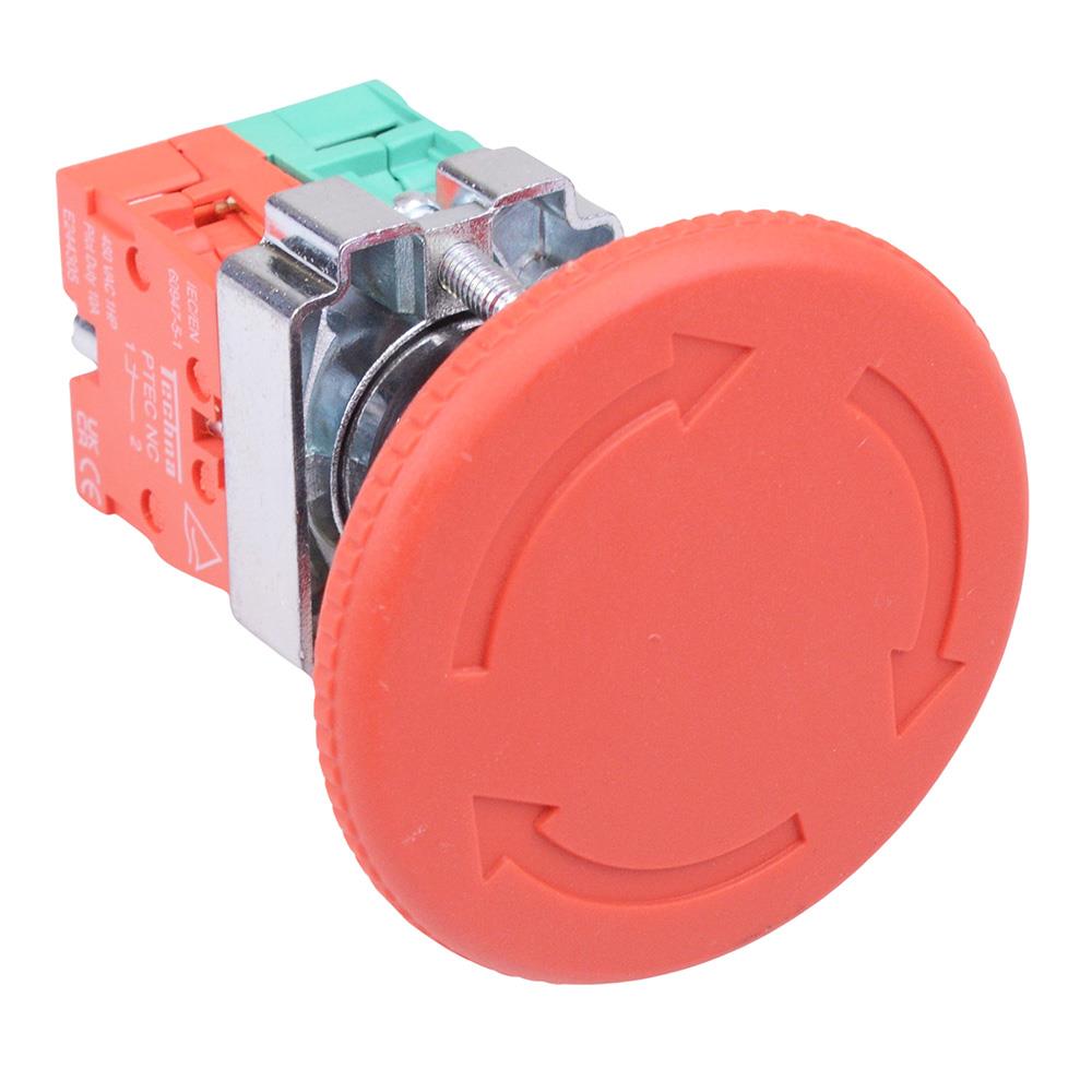Techna PtecMetMushT60 60mm Emergency Stop Button Switch 10A 1NO-1NC — Switch Electronics | Your ...