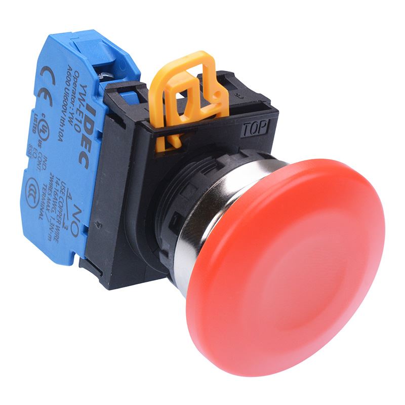 YW4B-M4E10R Red 22mm Metal Bezel Mushroom Momentary Push Button Switch ...