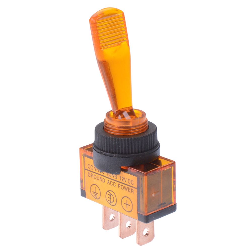 Amber LED On-Off Paddle Toggle Switch SPST 20A 12V — Switch Electronics ...