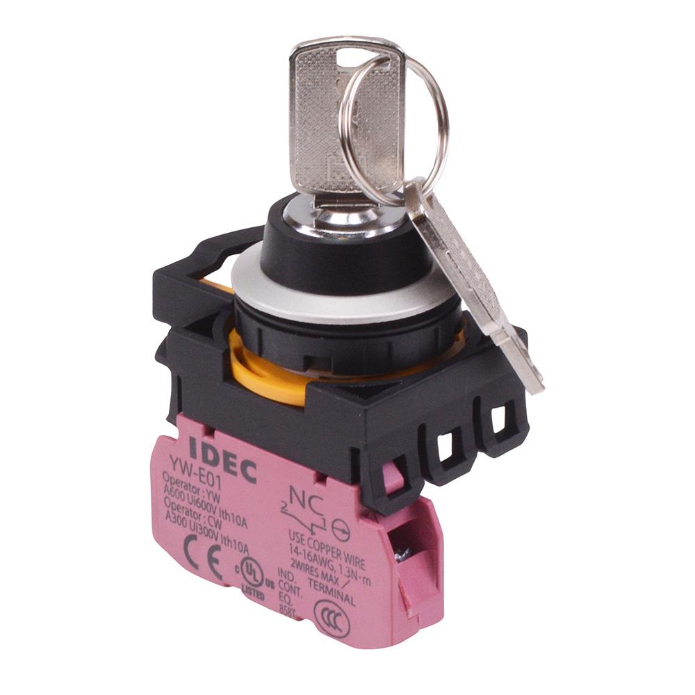 CW4K-2AE01 2 Position Metallic Maintained Key Switch 1NC IP65 IDEC ...