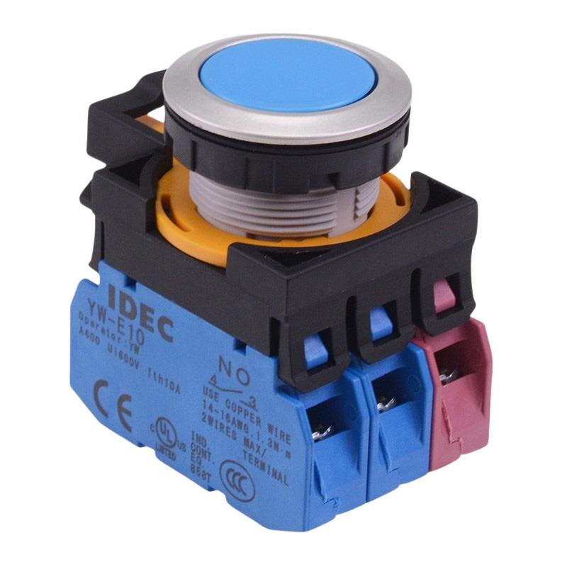 CW4B-A1E21S Blue Metallic Maintained Push Button Switch 2NO-1NC IP65 I ...