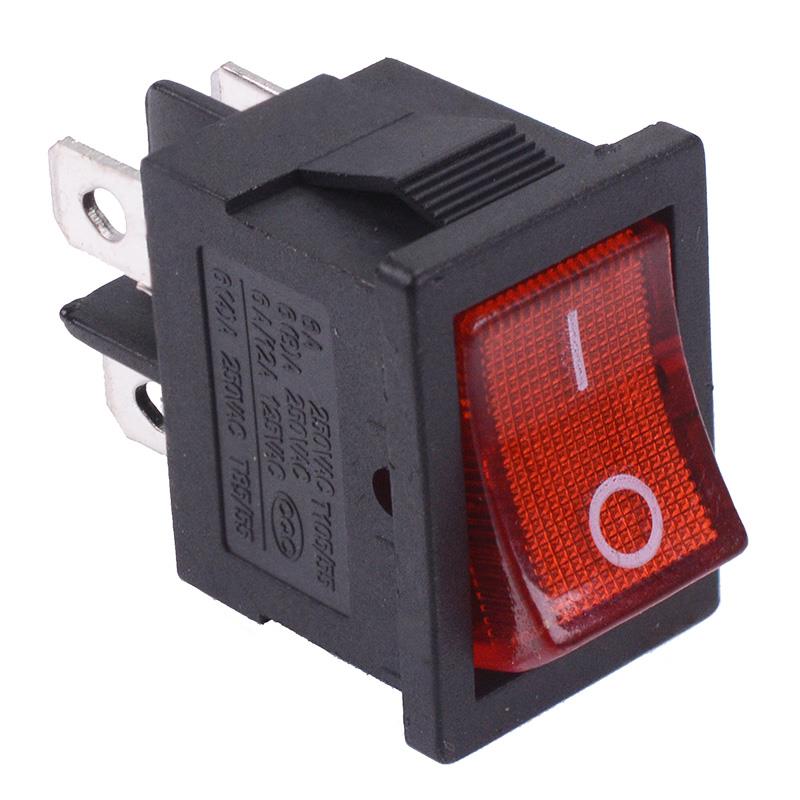 Red On-Off illuminated Rectangle Rocker Switch DPST 230V — Switch ...