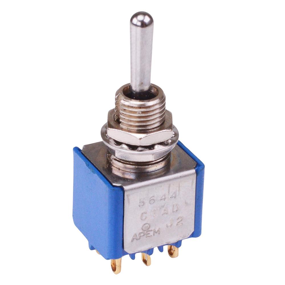 5644CTAD1.25 APEM On-On-On 6.35mm Miniature Toggle Switch DPDT 4A 30VD ...