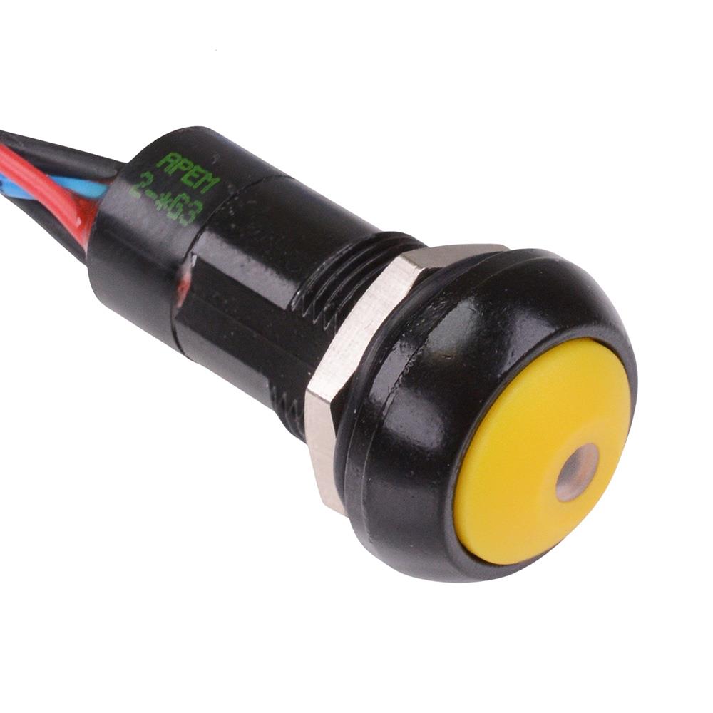 IPR1FAD5L0Y APEM Yellow illuminated Round Latching 12mm Push Button Sw ...