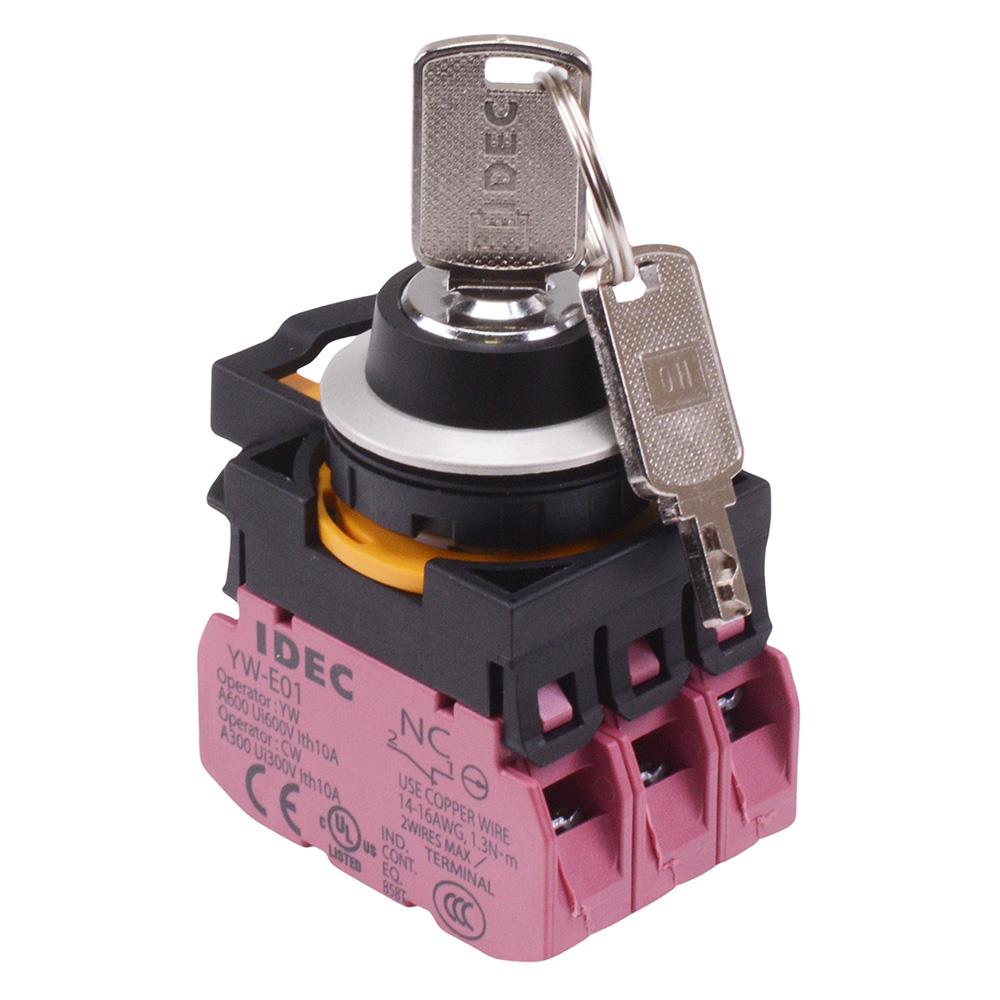CW4K-3AE03 3 Position Metallic Maintained Key Switch 3NC IP65 IDEC ...