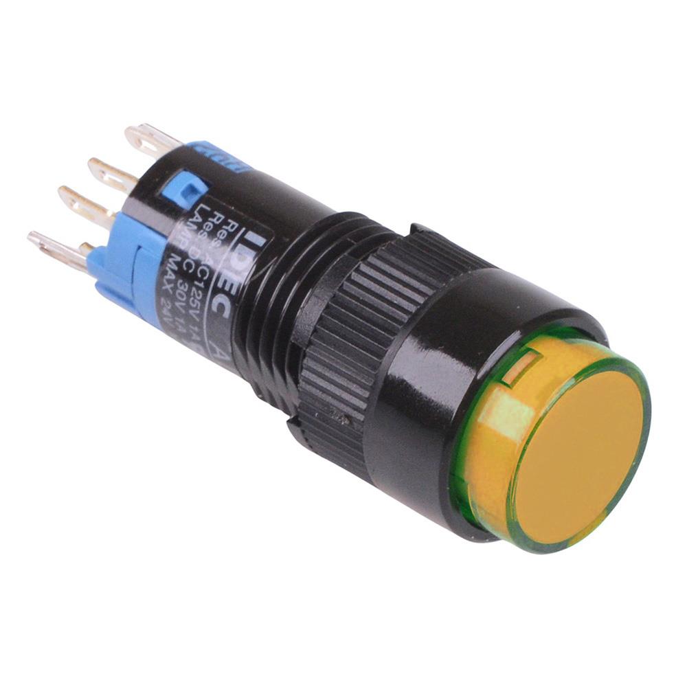 AL2M-M21PA Amber 12mm Momentary Round illuminated Push Switch IP65 DPD ...