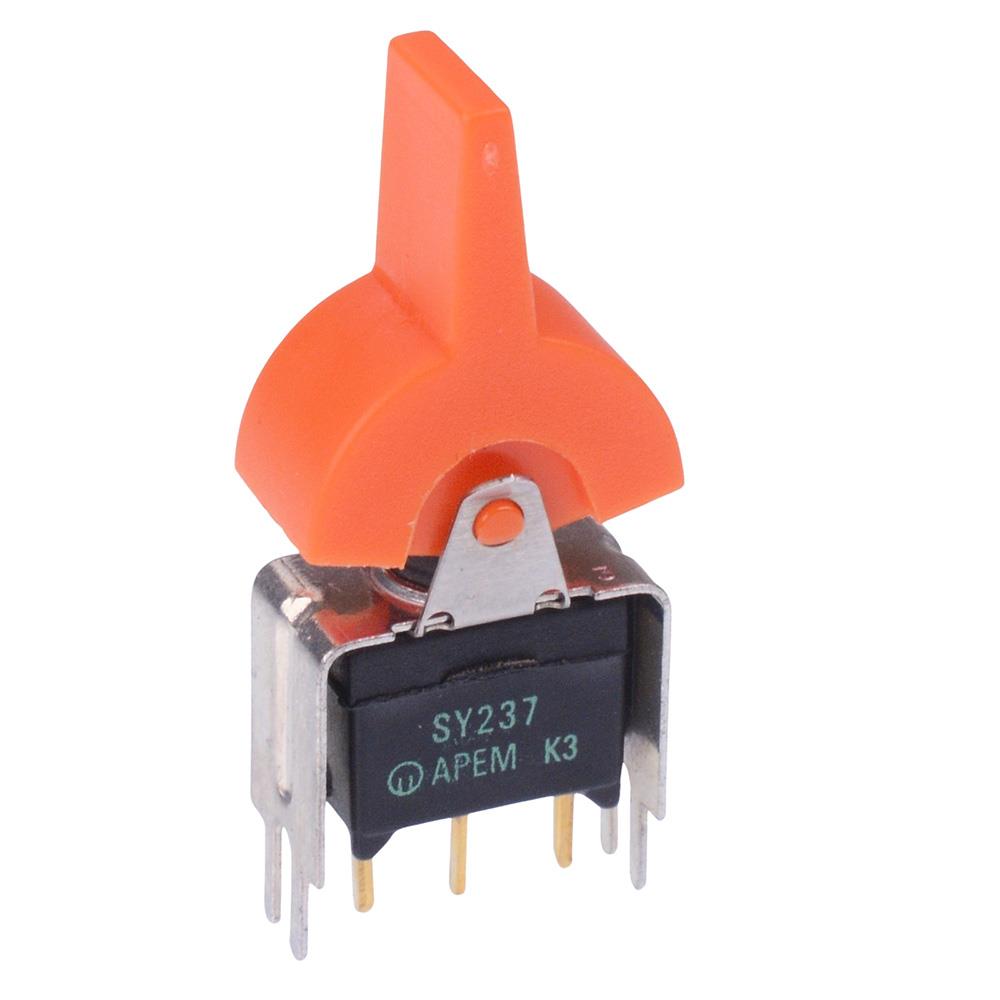 SY237CD-6 APEM Orange Paddle (On)-Off-(On) Momentary Washable PCB Mini ...
