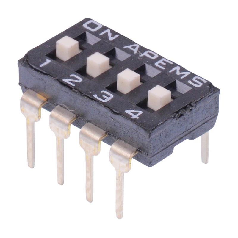 NDI-04HV APEM 4-Way 2.54mm Low Profile PCB Through Hole DIP Switch SPS — Switch Electronics ...
