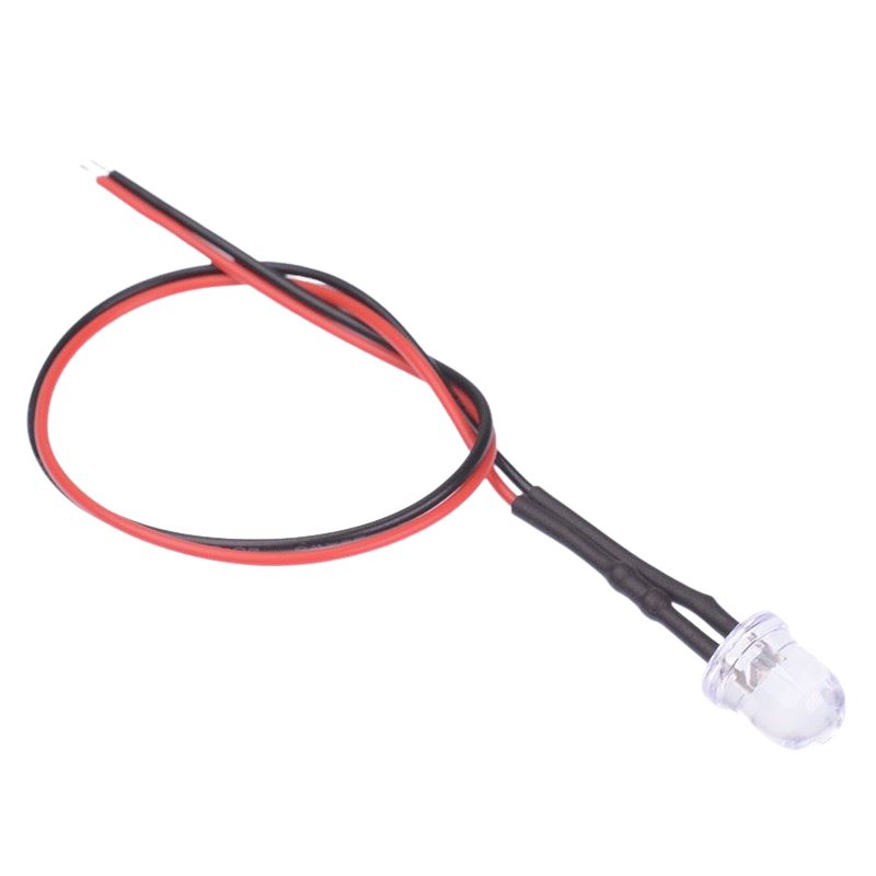 White 8mm Prewired LED Clear Lens 20cm Cable 12V — Switch Electronics ...