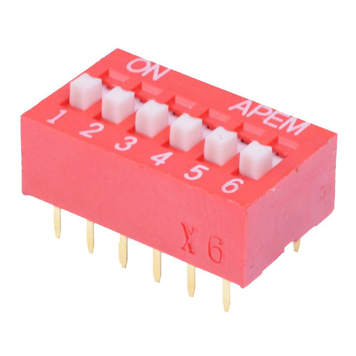 NDS-06-TV APEM 6 Way Raised Actuator DIP Switch SPST — Switch Electronics | Your One Stop ...