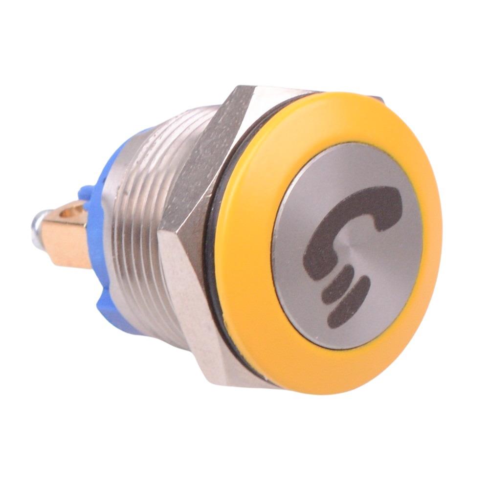 AV09C703D940KX2542-1 APEM Yellow Call 19mm Momentary NO Vandal Push Bu ...