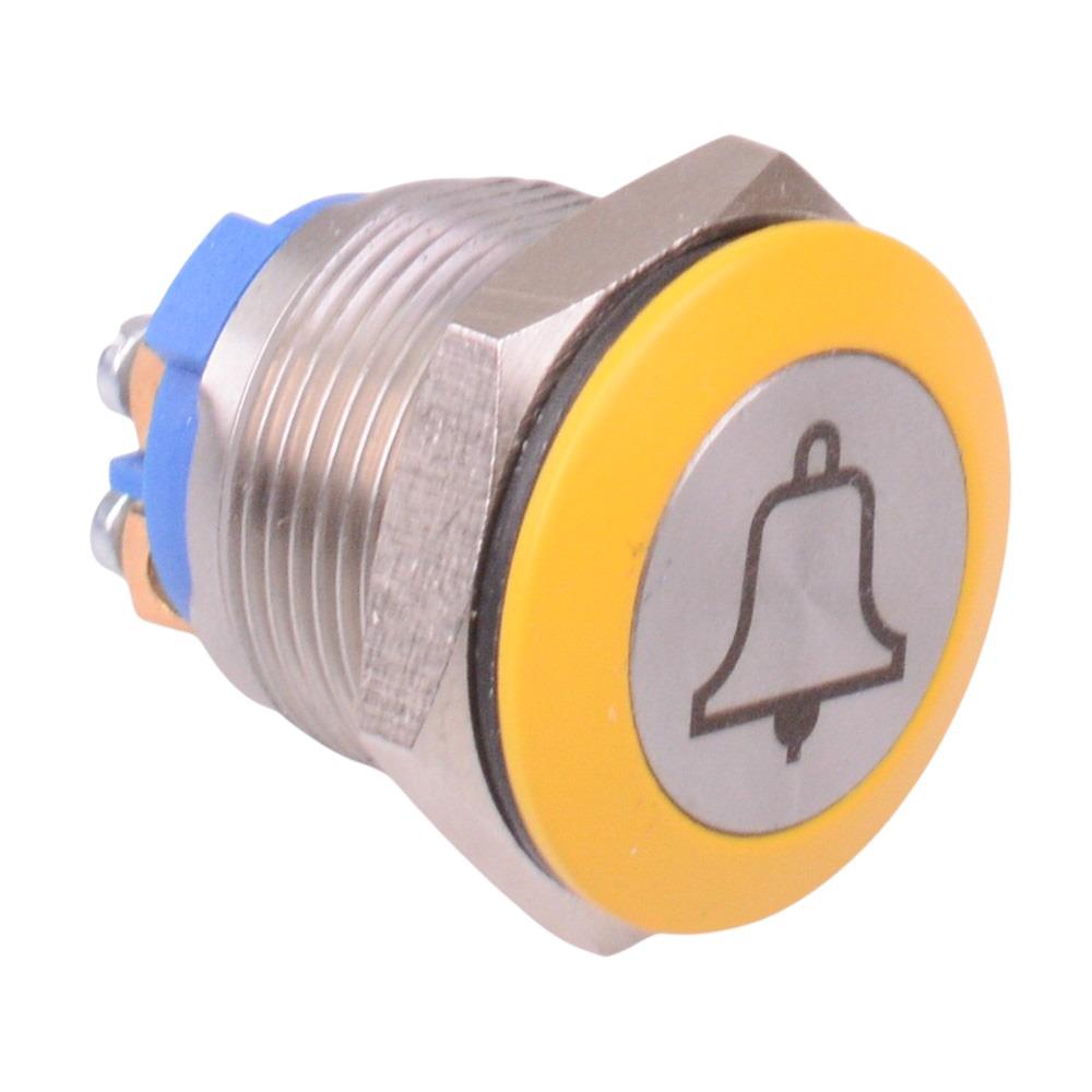 AV09C703D940KX2542-2 APEM Yellow Bell 19mm Momentary NO Vandal Push Bu ...