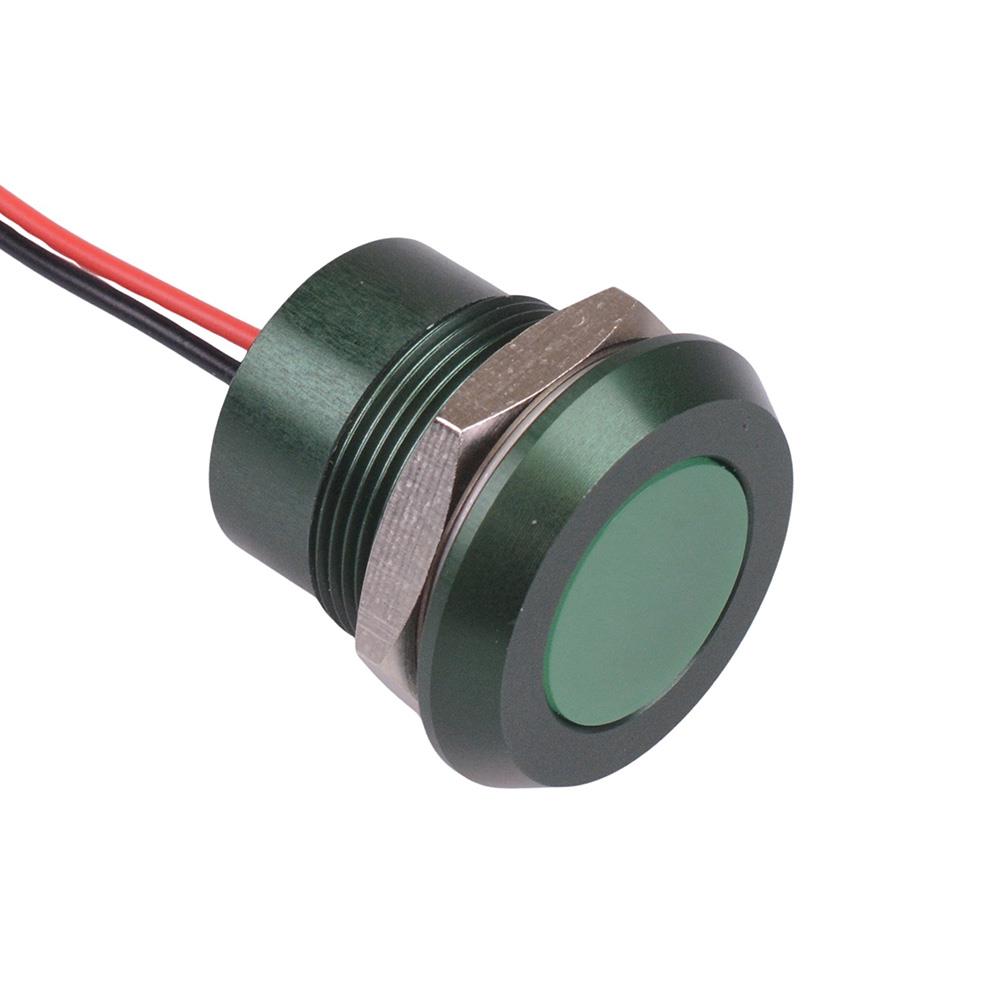 Q22Y5AGXXSG24E Super Bright Green Chamfered 22mm 24VDC LED Panel Indic ...