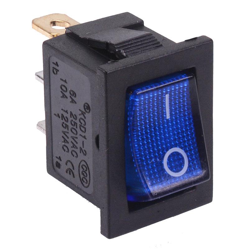 Blue On-Off illuminated Rectangle Rocker Switch SPST 230V — Switch ...