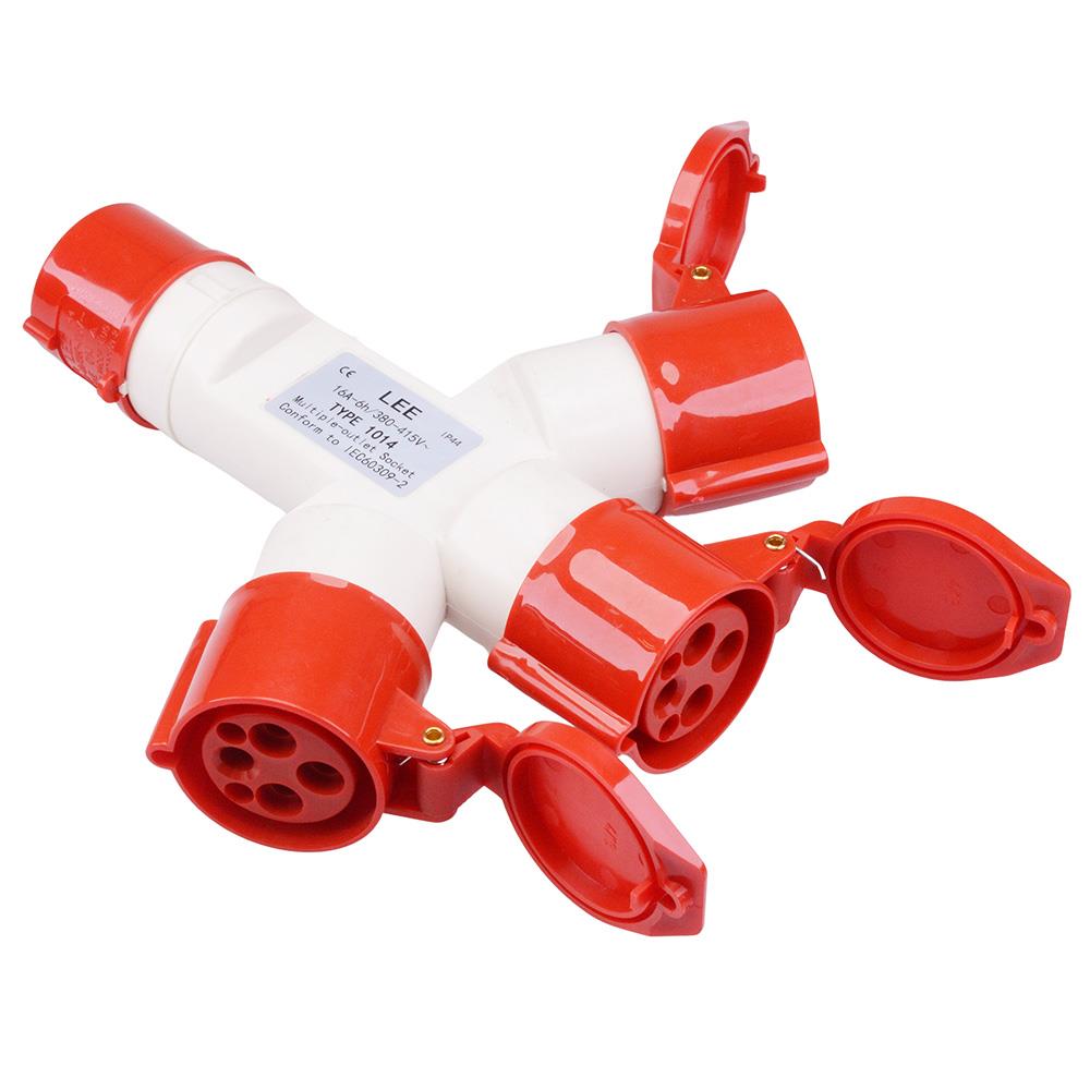 Red 3 Way Splitter 16A 415V 3P+E IP44 — Switch Electronics | Your One ...
