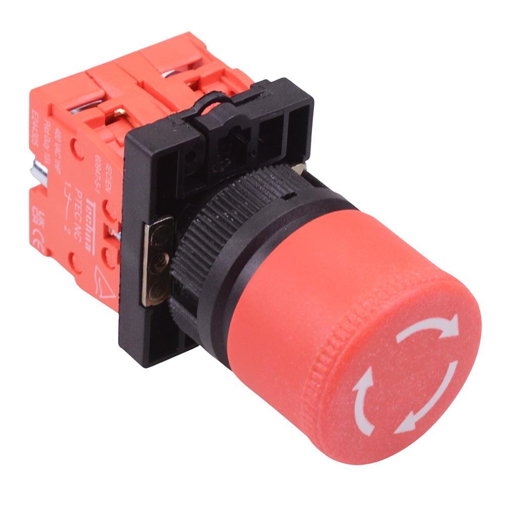 Techna PtecMushT30 30mm Emergency Stop Button Switch Plastic 10A 2NC — Switch Electronics | Your ...