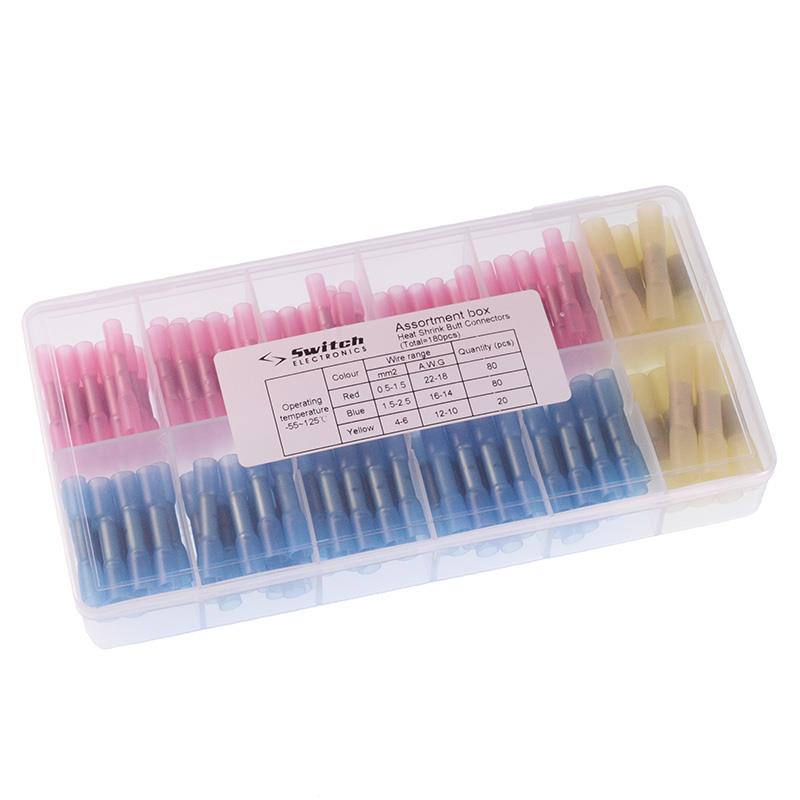 180pcs Heat Shrink Butt Connector Terminal Assortment — Switch ...