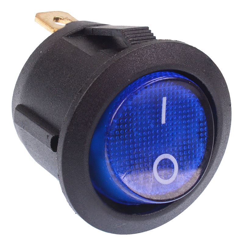 Blue illuminated On-Off Round Rocker Switch 12V SPST — Switch ...