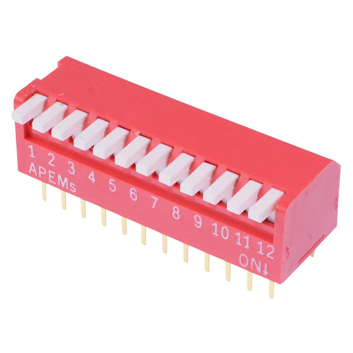 NDPL12V APEM 12-Way Long Actuator Piano DIP Switch SPST — Switch Electronics | Your One Stop ...