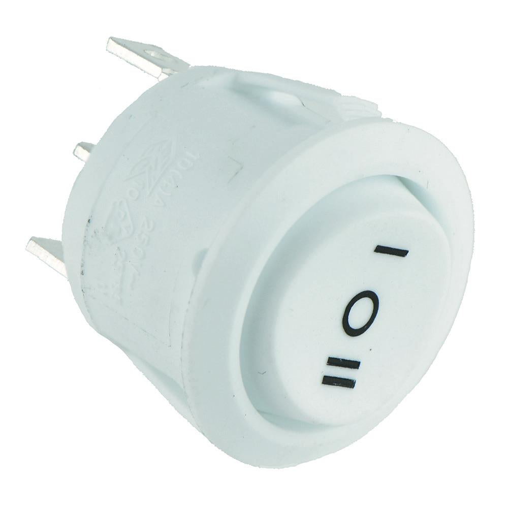 On-Off-On White Round Rocker Switch SPDT R13-112D-02 — Switch ...