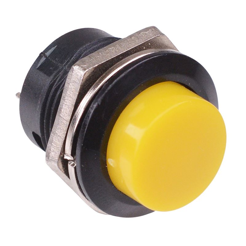 Yellow Momentary Off-(On) Push Button 16mm 3A SPST — Switch Electronics ...