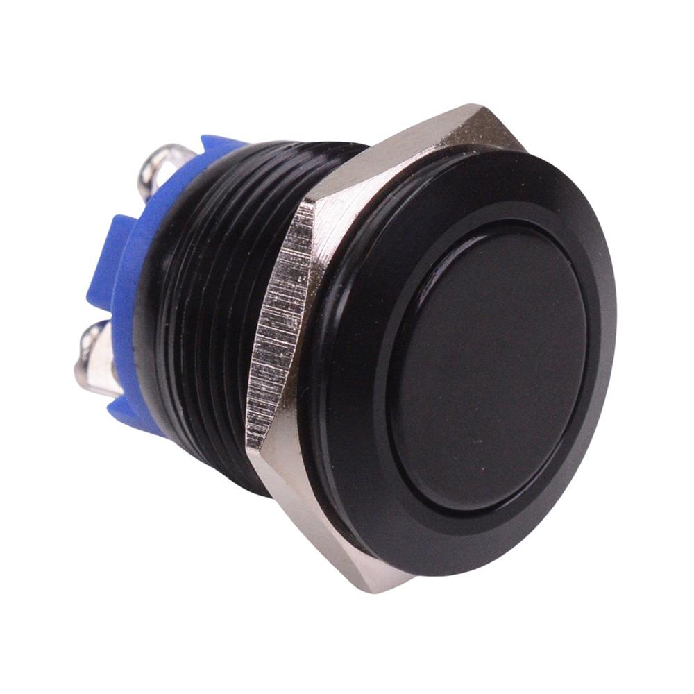 Black Off-(On) Momentary 19mm Push Button Switch SPST Screw — Switch ...