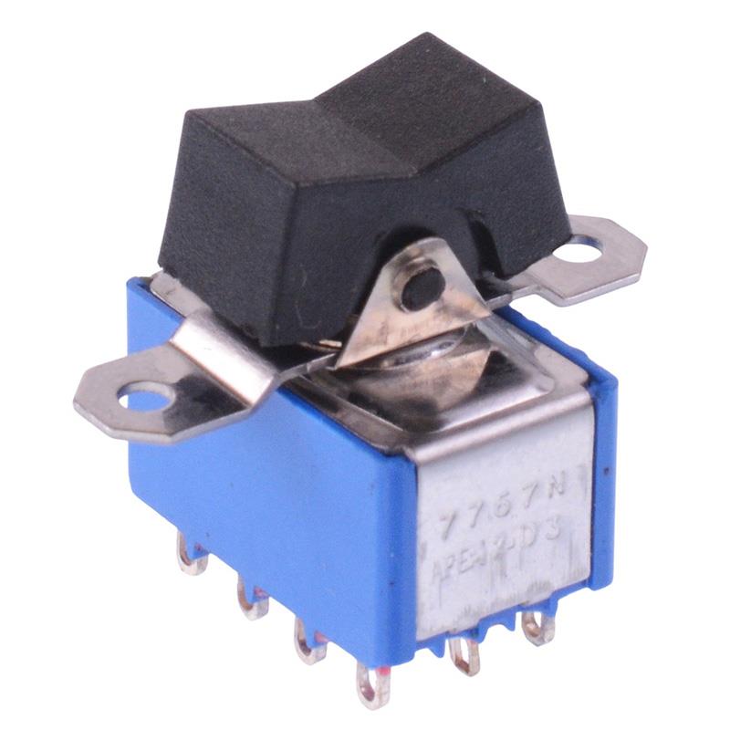 7767NAB Black (On)-Off-(On) Momentary Panel Mount Rocker Switch 4PDT 4 ...