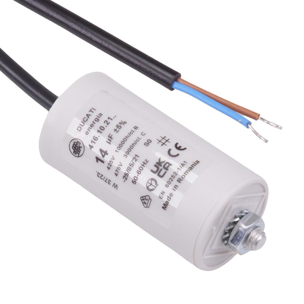 14uF Motor Run Prewired Capacitor Metallised Polypropylene 425V ...