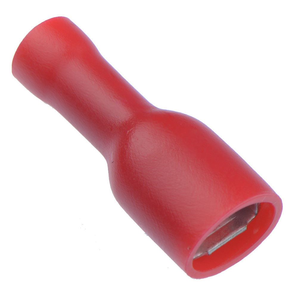 Red 4.8mm x 0.5mm Female Fully Insulated Tab Crimp Connector (Pack of ...