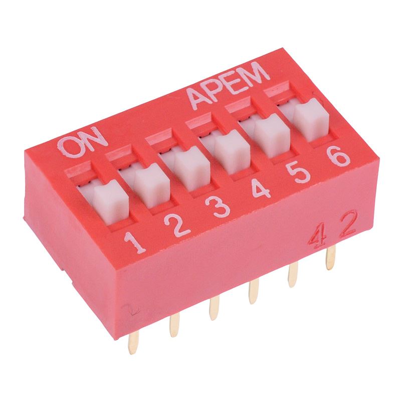 NDS-06-V 6 Way Raised Actuator DIP Switch SPST APEM — Switch Electronics | Your One Stop ...