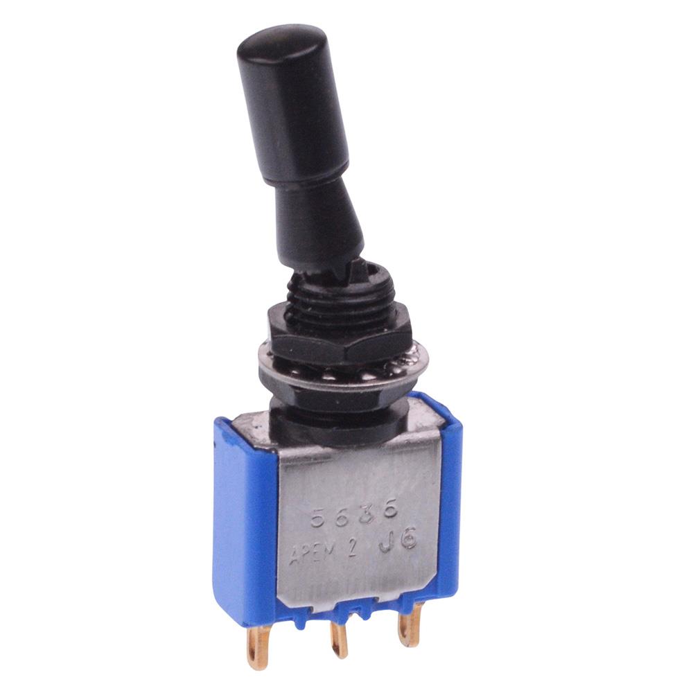 5636CDG2V APEM Black On-On Locking 6.35mm Miniature Toggle Switch SPDT ...