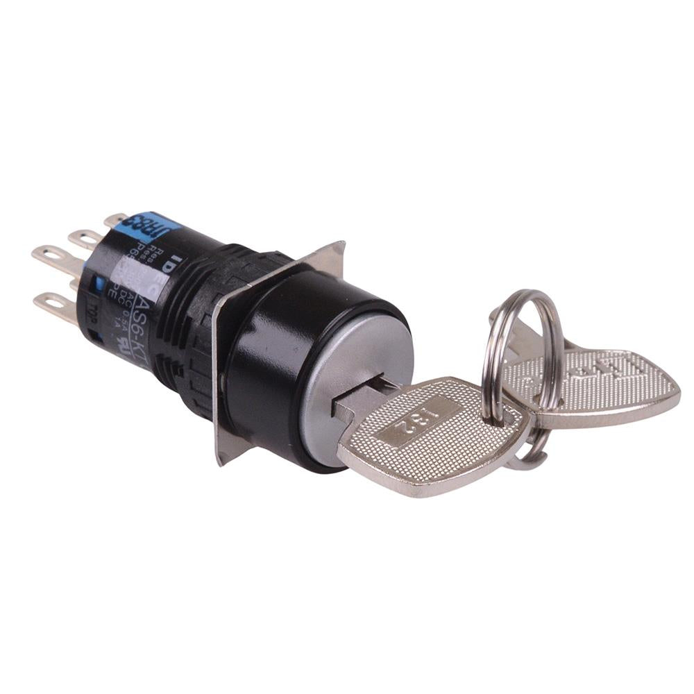 AS6M-3KT2PA 3 Position 16mm Latching Key Switch DPDT IDEC — Switch ...