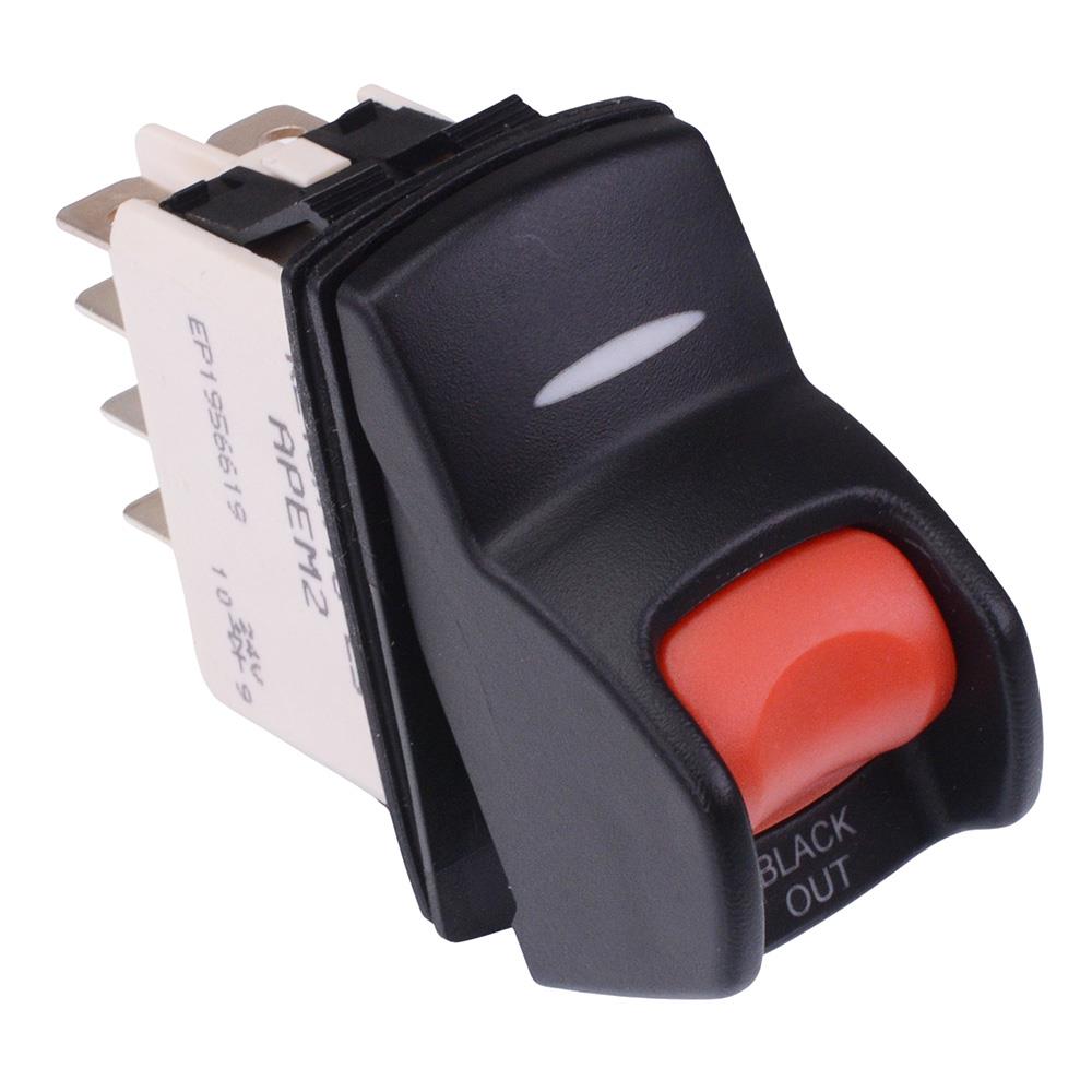 KL46CAKJG226STB64 APEM On-On Red 24V Locking Power Rocker Switch DPDT ...