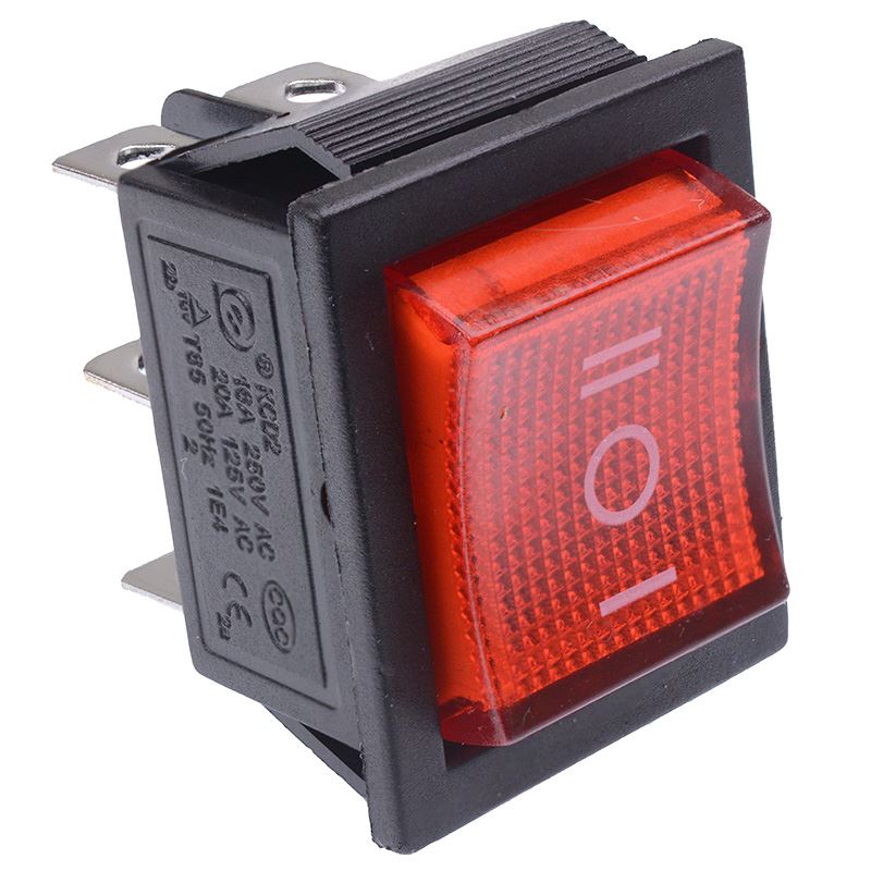 Red On-Off-On illuminated Rectangle Rocker Switch DPDT 230V — Switch ...