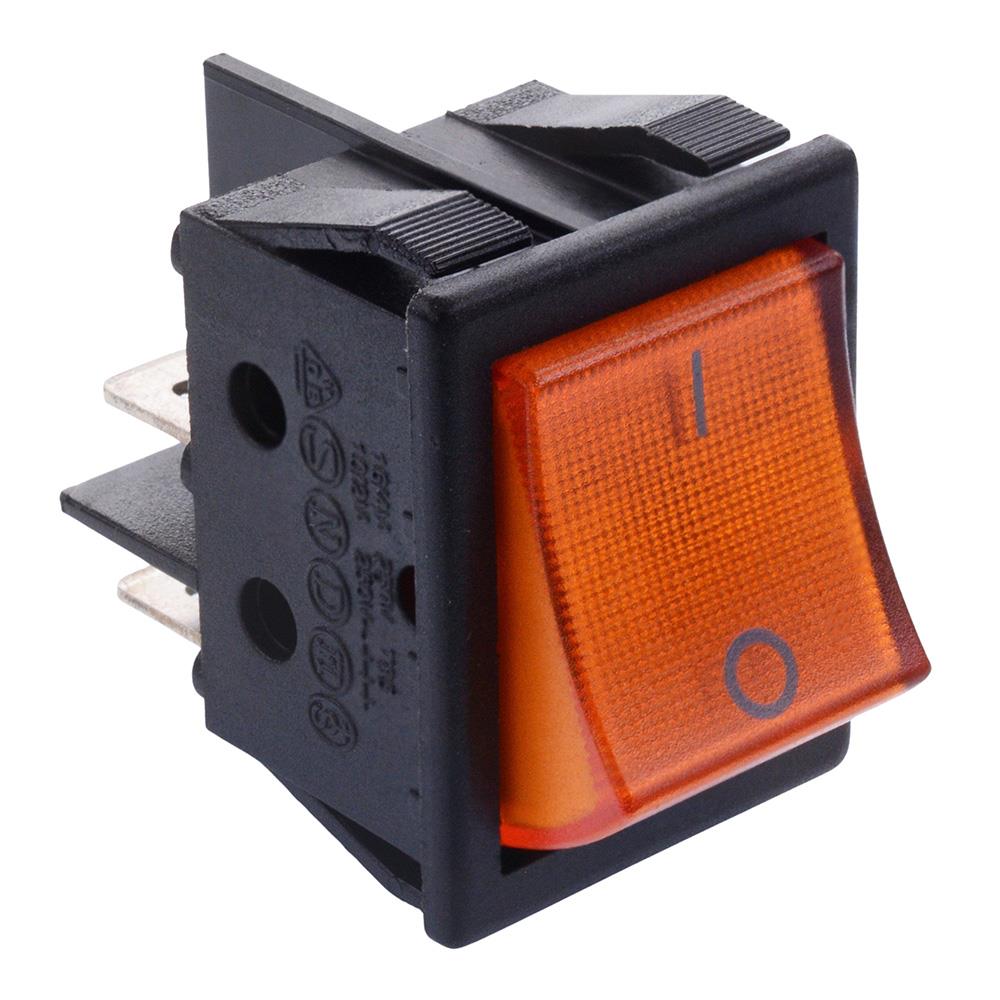 Orange On-Off 110V illuminated Rocker Switch DPST 16A — Switch ...